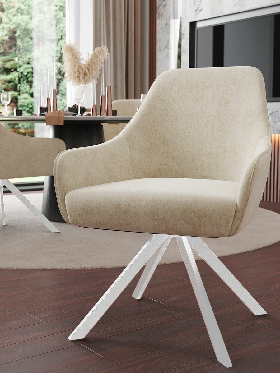 Стул кресло для офиса Амбассадор с поворотным механизмом, мягкий бежевый