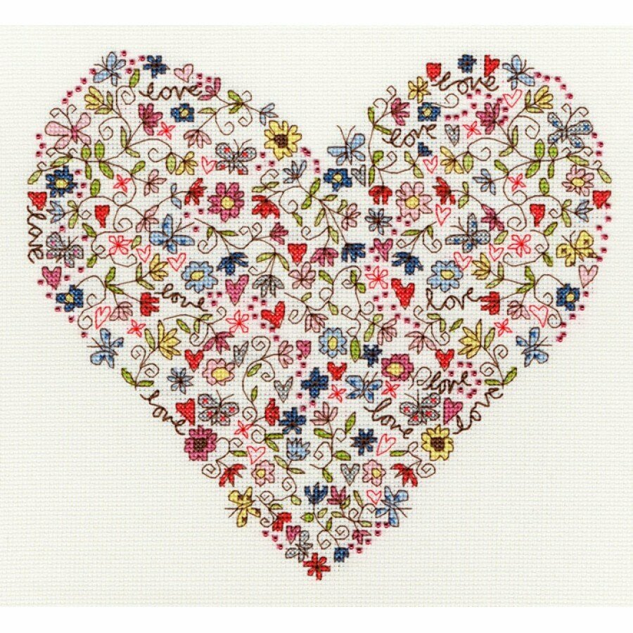 Набор для вышивания Love Heart (Любимое сердце) 24 x 26 см Bothy Threads XKA1