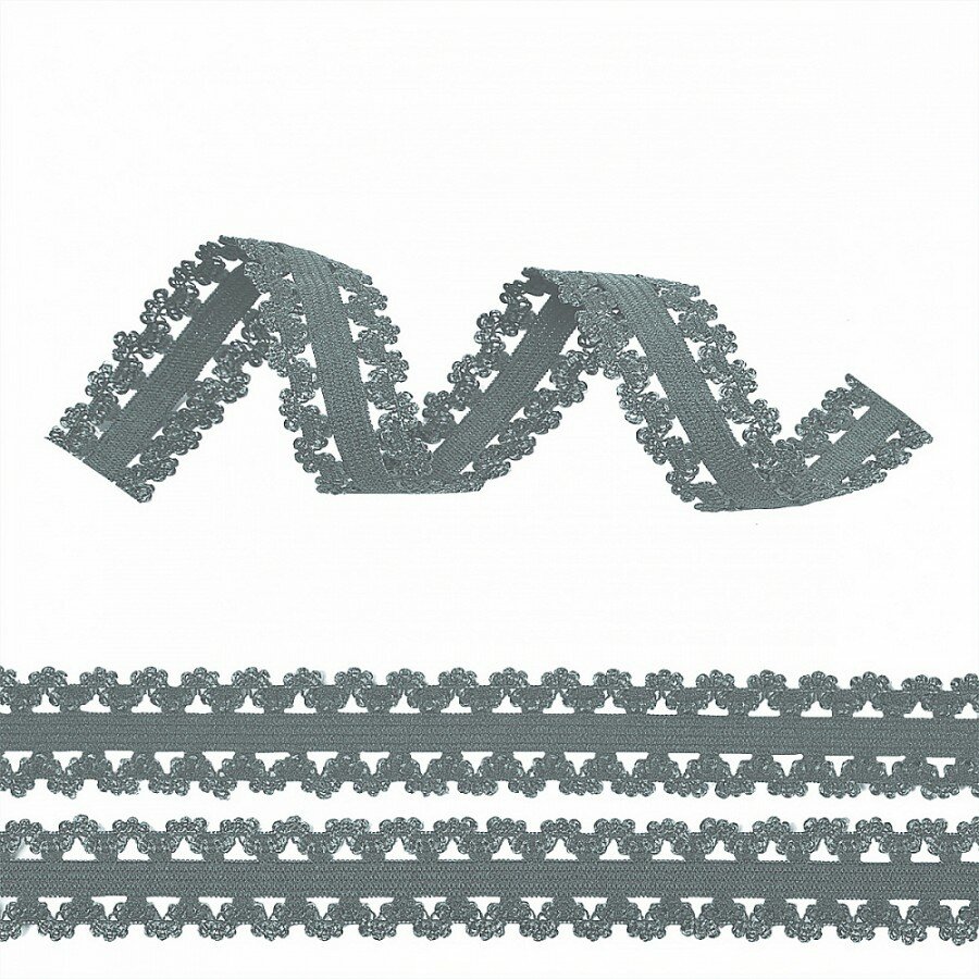 Резинка TBY бельевая Ажурная 20мм RB04 т. серый S183 уп.6+/-0,5м