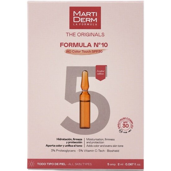 Ампулы для лица Martiderm Originals Формула №10 HD Color Touch SPF30, 5x2 мл