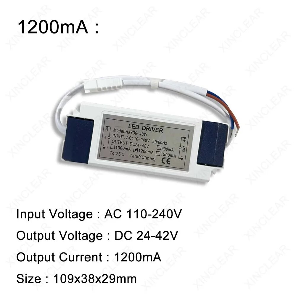 Внешний светодиодный драйвер 900-1500 мА 36-50 Вт DC24-42В 1200mA