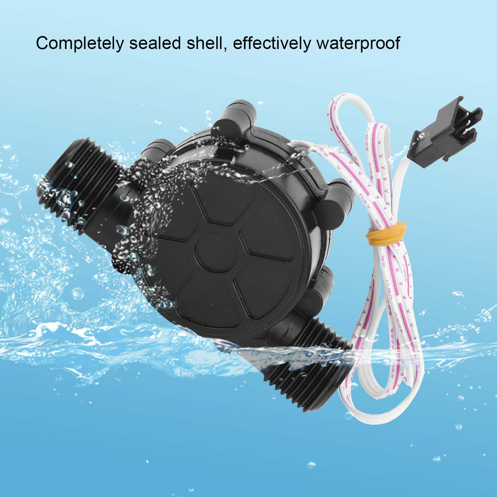 Генератор водного потока G1/2 дюйм мужской резьба трёхфазный бесщеточный гидрогенератор для душа AC0-20V, модель DB-168, материал пластик, цвет чёрный, выходящий ток 0-150MA, максимальное рабочее давление 1.2 MPa, рабочее давление 0-1.0 Mpa