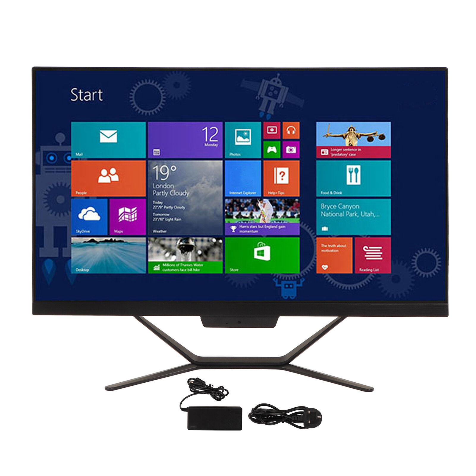 23.8 в одном в одном рабочем столе Black Touchable for Intel CPU 1920x1080 HD Большой экран для Windows10 с камерой 100–240 В 8G 128G UK Plug