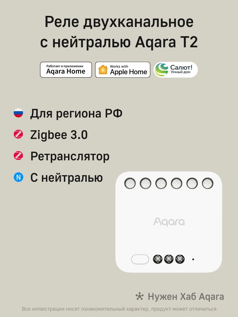 Умное двухканальное реле с сухим контактом T2 DCM-К01 "Aqara"