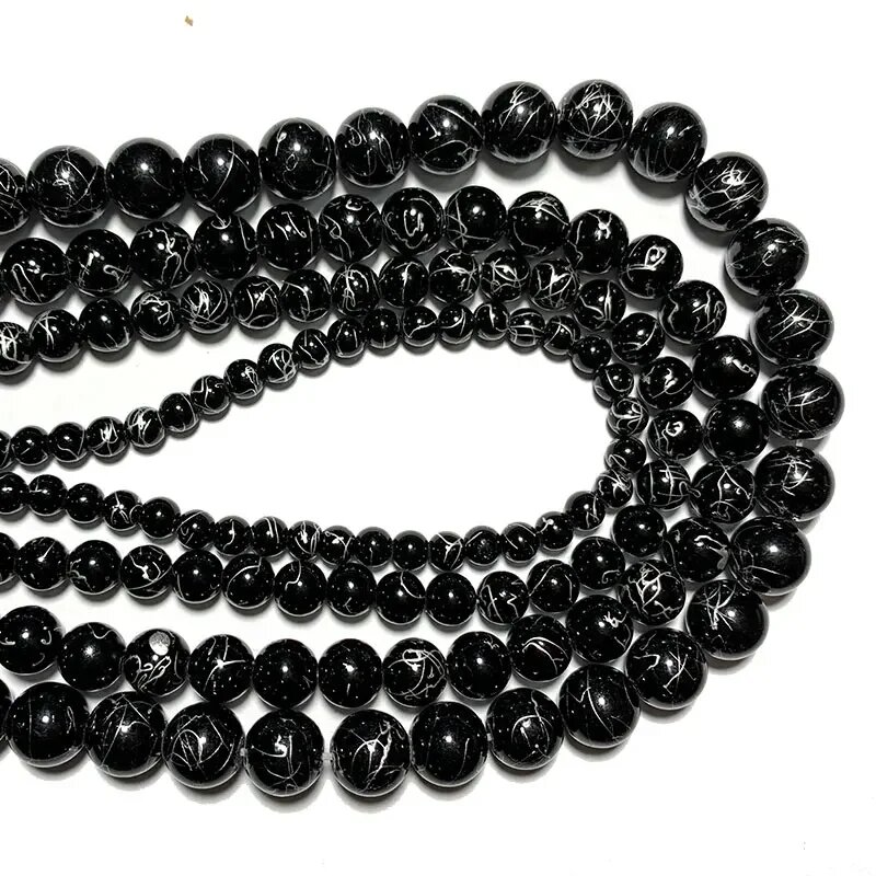 Бусины из черного агата 8 мм, 44-46 шт.