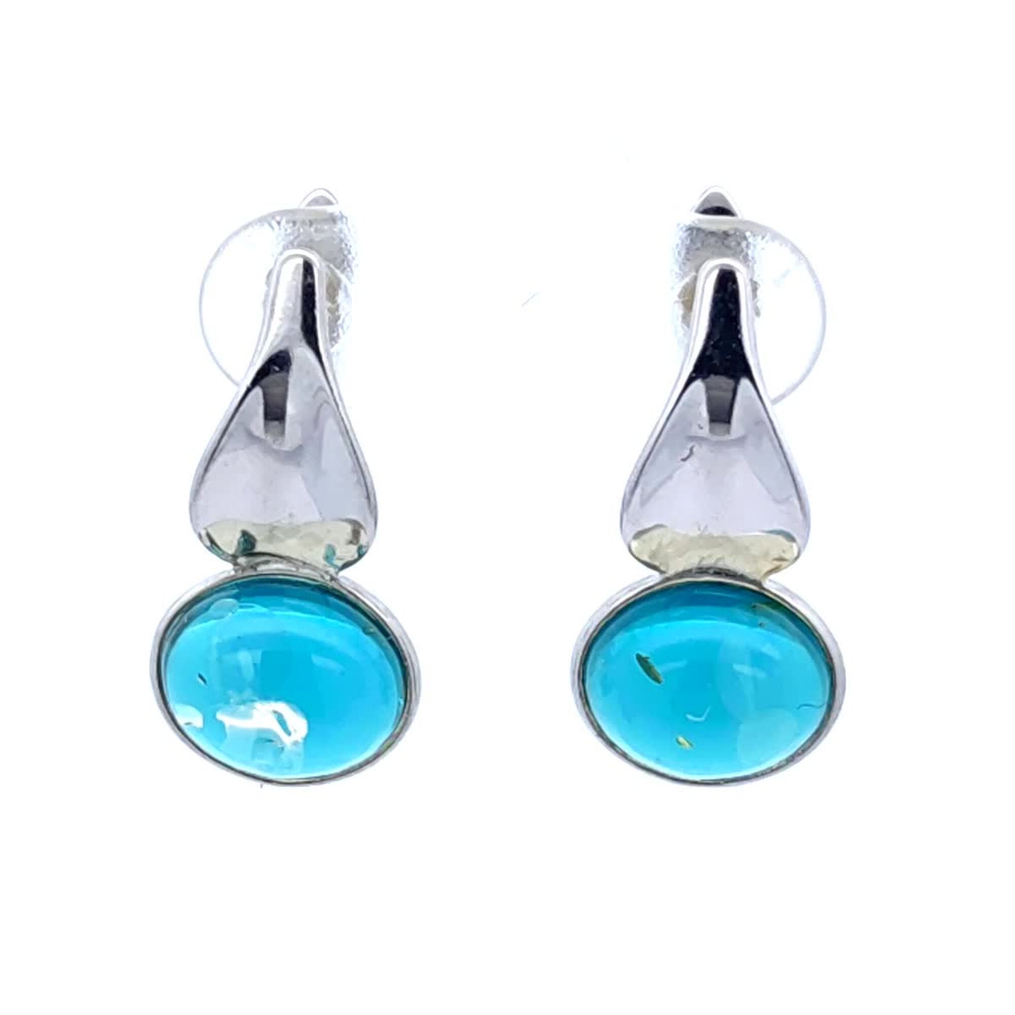 Серьги, серебро, 925 проба, родирование, янтарь