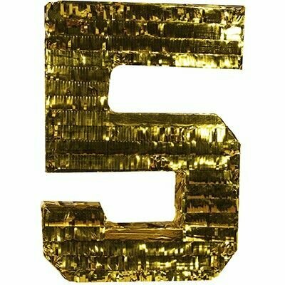 Пиньята весёлая затея цифра 5, золотистая, 35 х 8 х 50 см