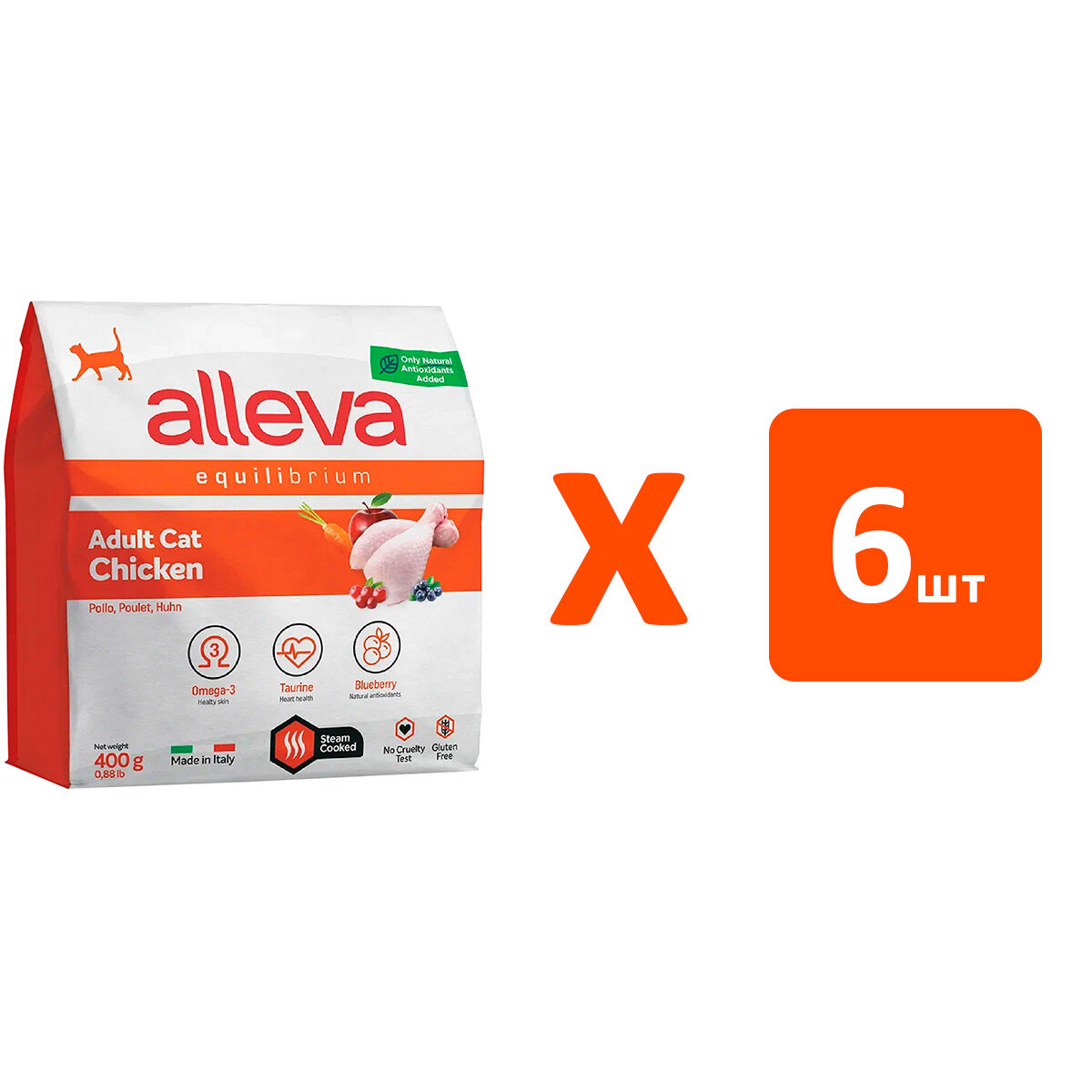 ALLEVA EQUILIBRIUM ADULT CAT CHICKEN для взрослых кошек с курицей (0,4 кг х 6 шт)