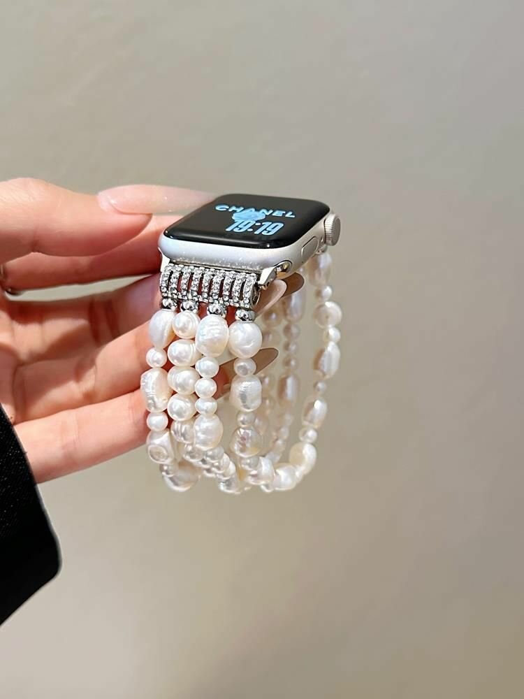 Ремешок Для Женских Часов С Жемчужным Браслетом Из Бисера, Для Apple Watch 41мм 40мм 38мм IWatch S10-42mm