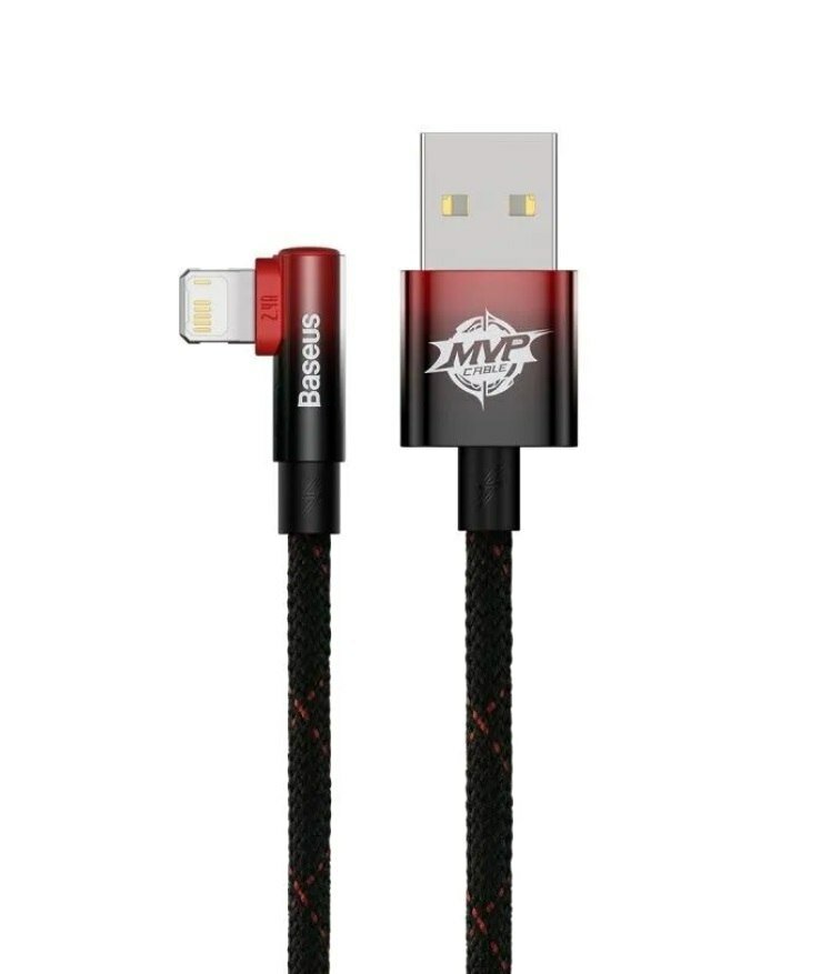 Кабель Baseus MVP 2 Elbow-shaped Fast Charging Data Cable USB to iP 2.4A /1метр - Black+Red