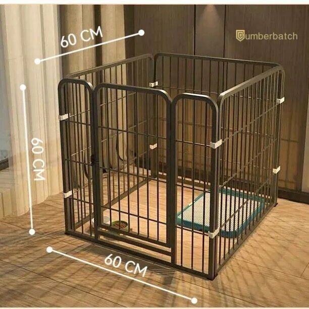 Усиленный вольер для собак, кошек, кролика. Металлическая складная клетка для крупных, средних и мелких пород домашних животных. Уличная будка для щенков и котов/черное/6 секций