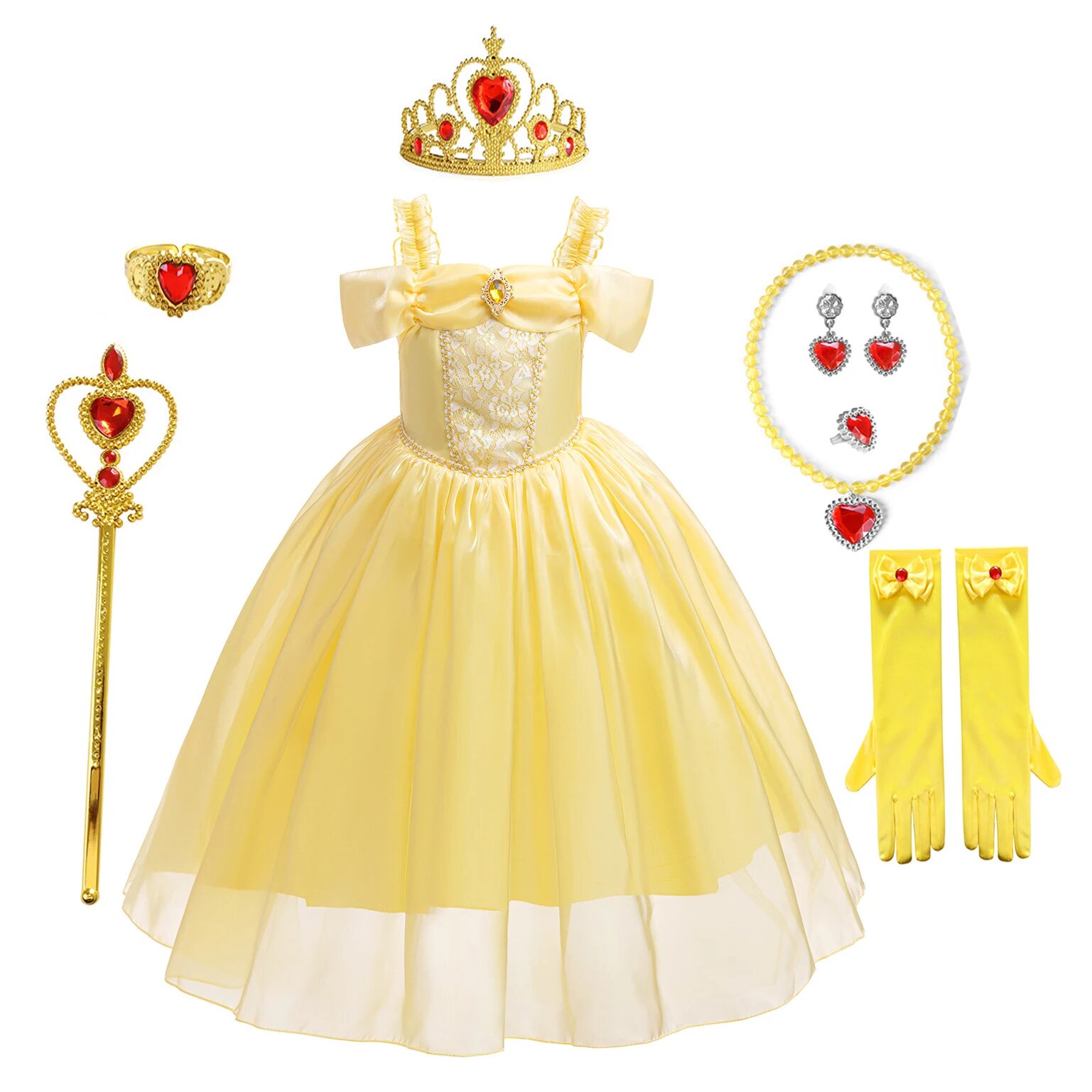 Костюм принцессы Беллы для девочек 4-5Years-Tag120, 02Yellow11