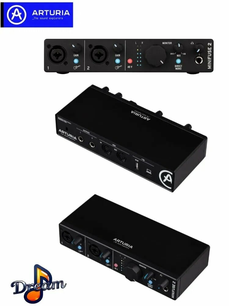 Arturia MiniFuse 2 звуковая карта для записи, компактный USB-интерфейс для аудио и MIDI, черный