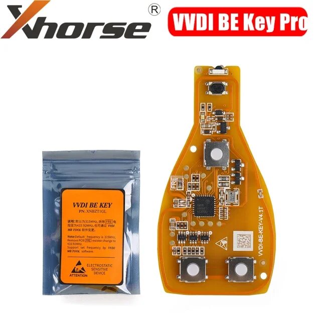 Программатор ключей Xhorse VVDI BE Key Pro, улучшенная версия, 315 МГц/433 МГц, 2/5 шт. Yellow, 5PCS