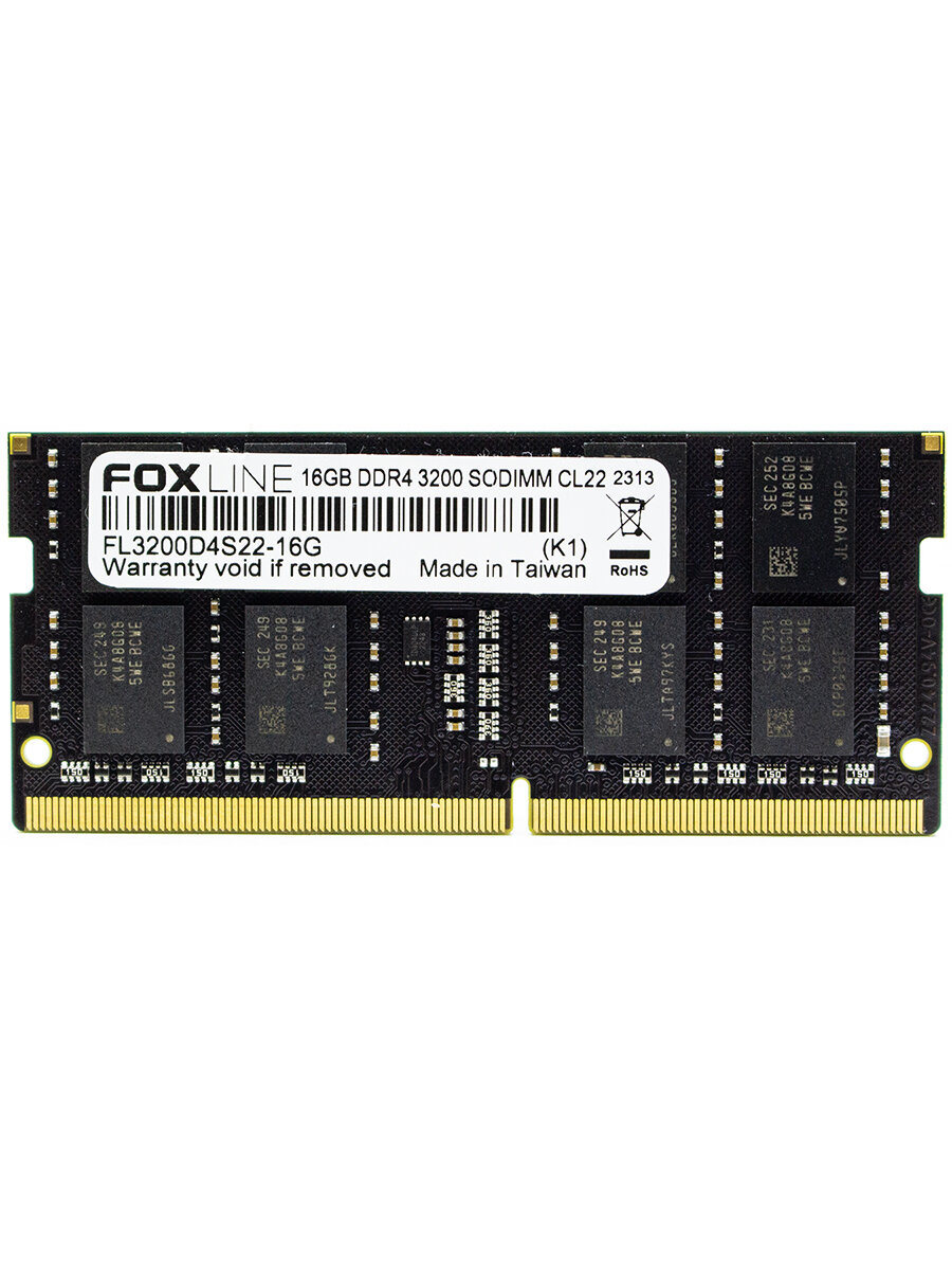 Модуль памяти для ноутбука SODIMM DDR4 16GB PC25600 3200МГц Foxline FL3200D4S22-16G