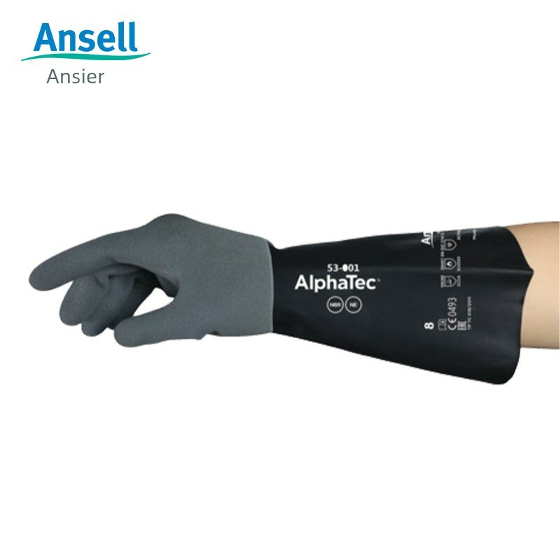 Ansell 53-001 Устойчивые к кислотам и щелочам нитриловые химзащитные перчатки для лаборатории - Размер L