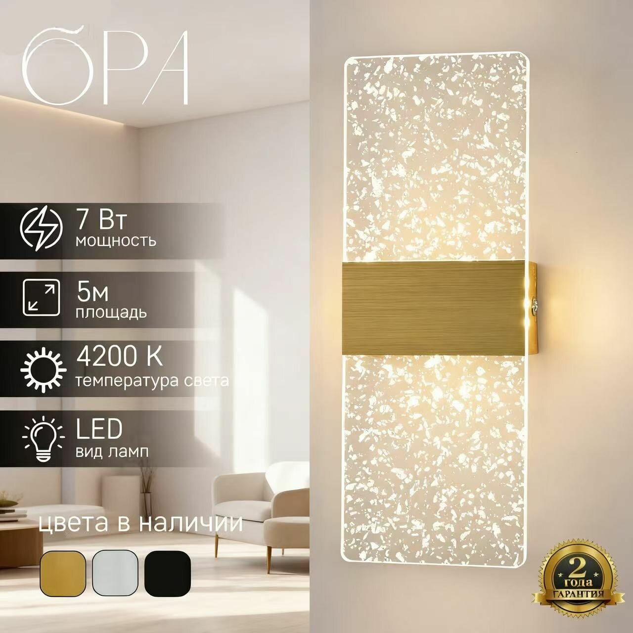 Стильные настенные бра с LED-подсветкой современный дизайн для гостиной, спальни и коридора светильник