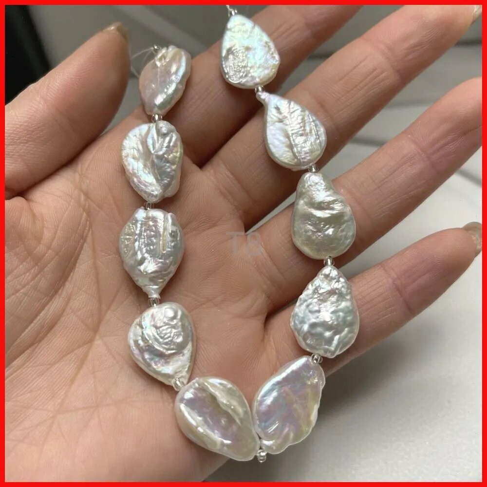 Натуральный жемчуг для создания бижутерии, нанизанный на нить, заготовка ожерелья, длина 18см