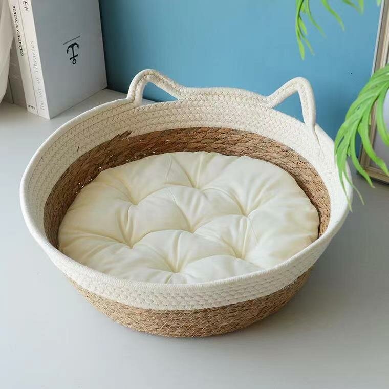 Ротанг кошачье гнездо четыре сезона универсальный летний кошачий домик киска для собак Питомник кошачья Когтеточка