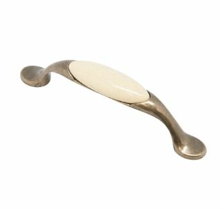 Ручка-скоба мебельная с фарфором 96 мм SF02-05-96 OAB оксидированная бронза