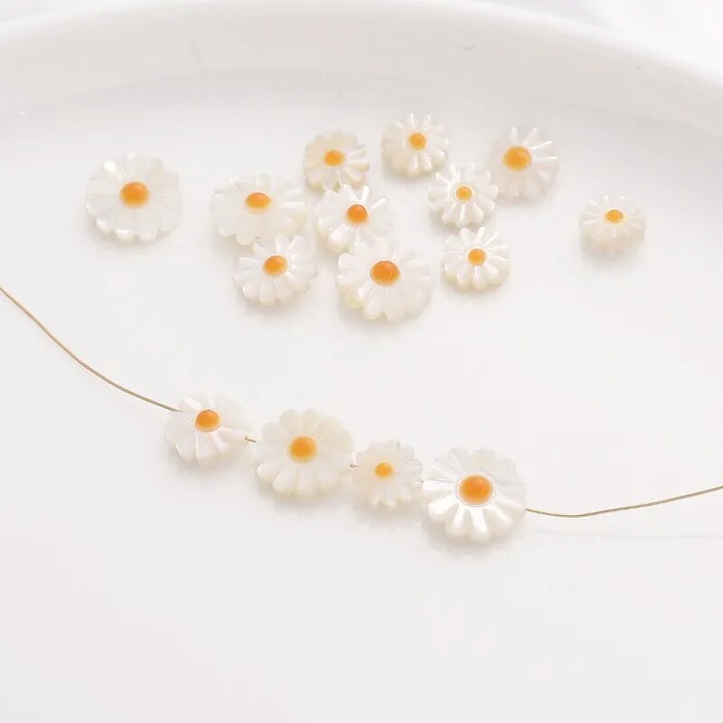 Бусины из ракушек с ромашкой 8/10/12 мм A 8mm 1pcs