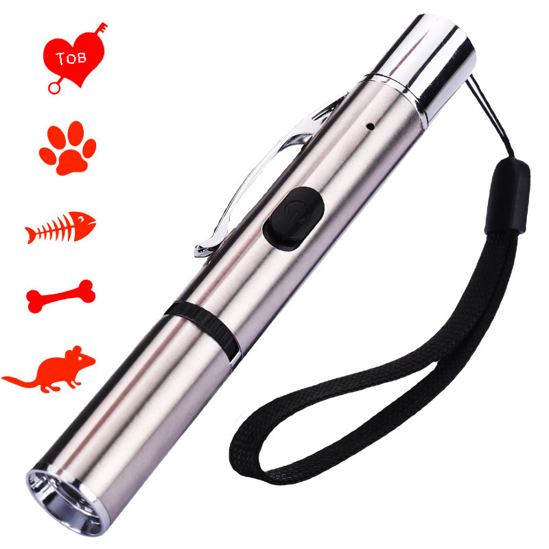 Проекционный фонарик для кошек из нержавеющей стали, перезаряжаемый красный светодиодный переключаемый мульти-узор,
