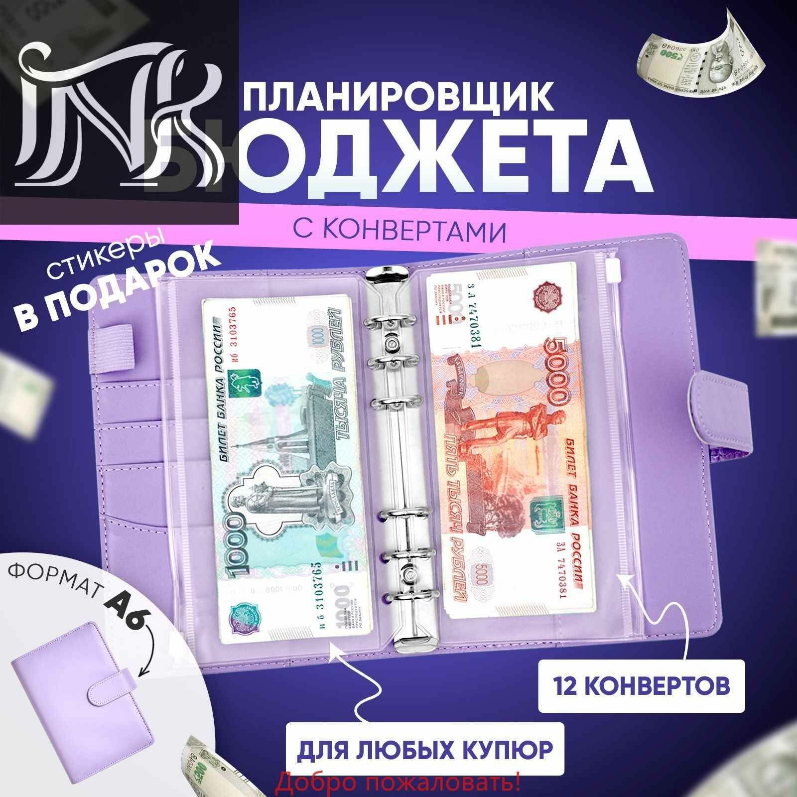 Планировщик бюджета с конвертами для денег / Финансовый ежедневник копильник А6 / Байндер органайзер на кольцах