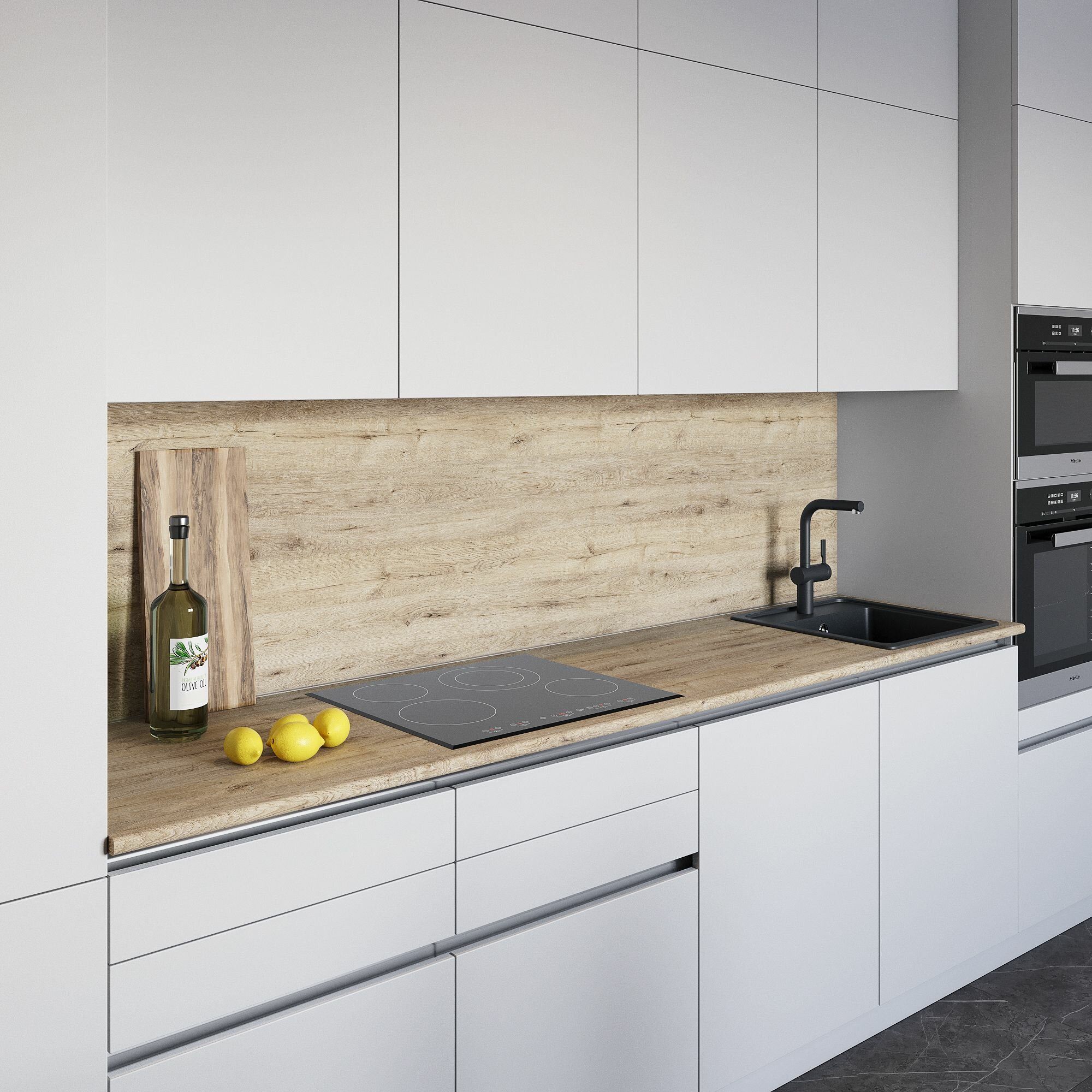 Комплект столешница и стеновая панель для кухни Дуб Корсика 2400х600 мм, Slotex