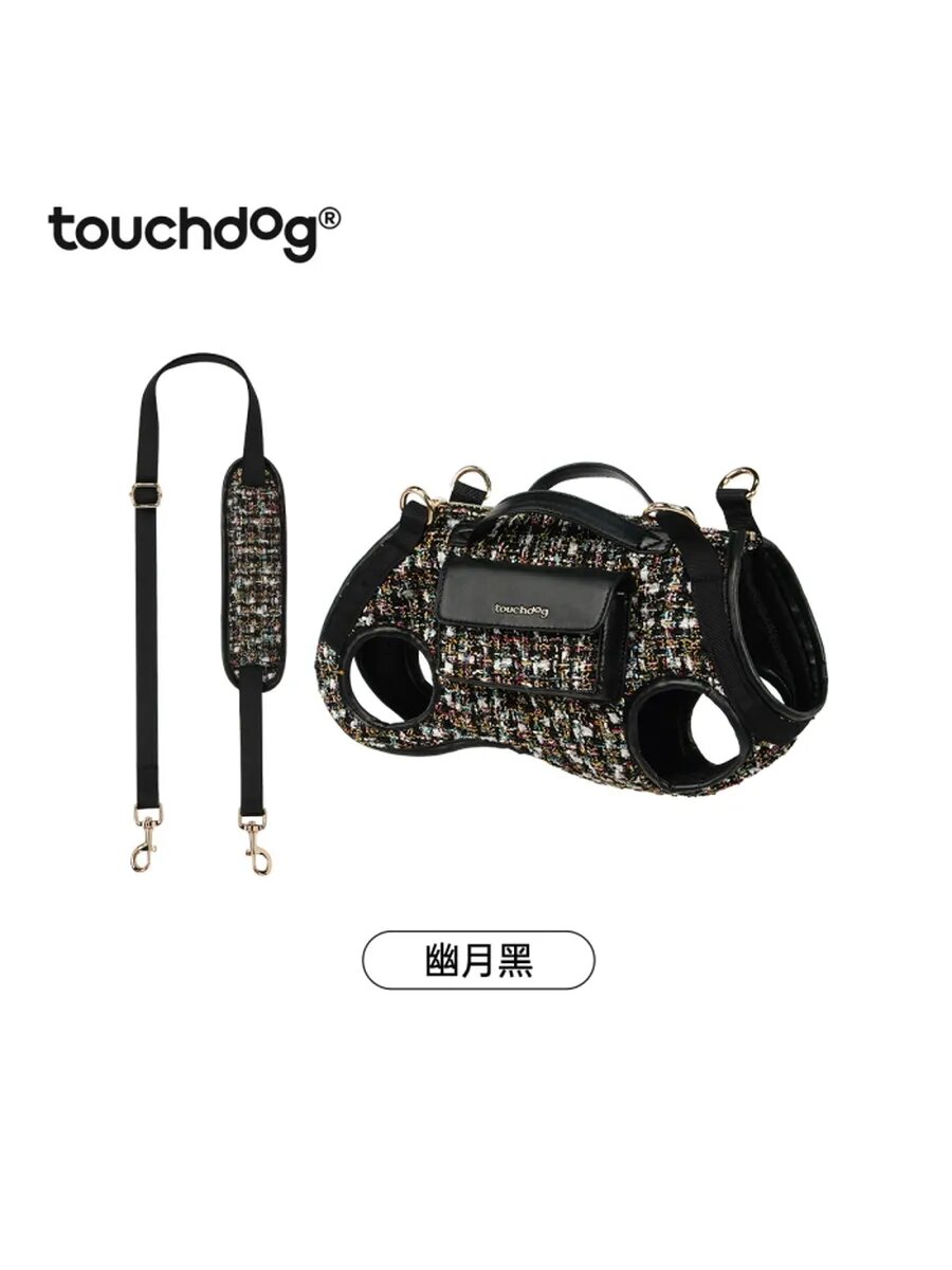 Сумка-переноска Touchdog Черная луна, твид, через плечо, XS
