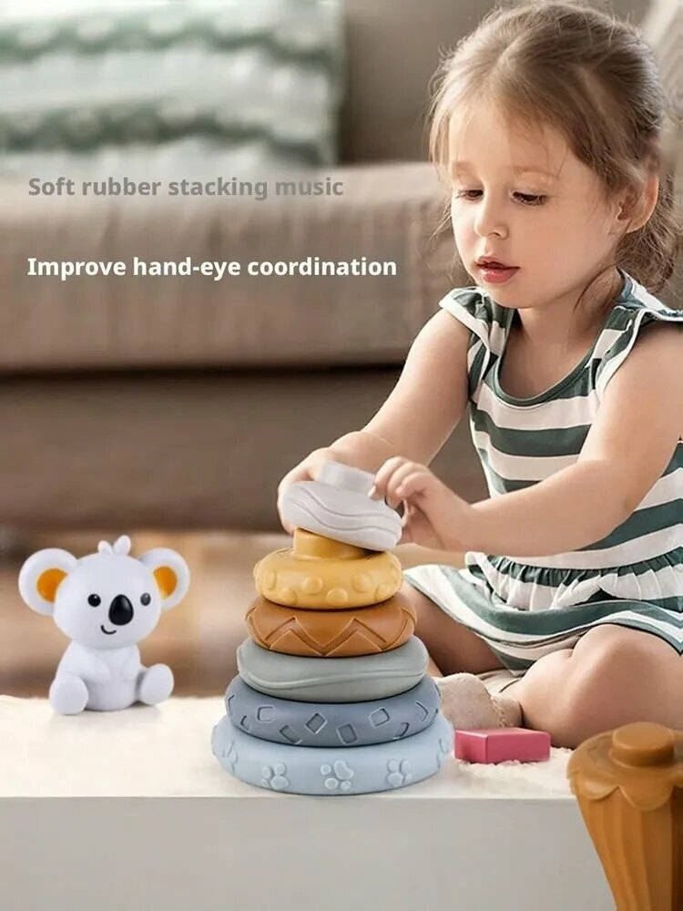 Пирамидка грызунок для малышей, развивающая игрушка, мягкая, цвет разноцветный