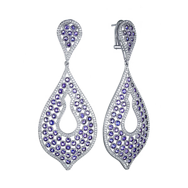 Серьги, серебро, 925 проба, иолит