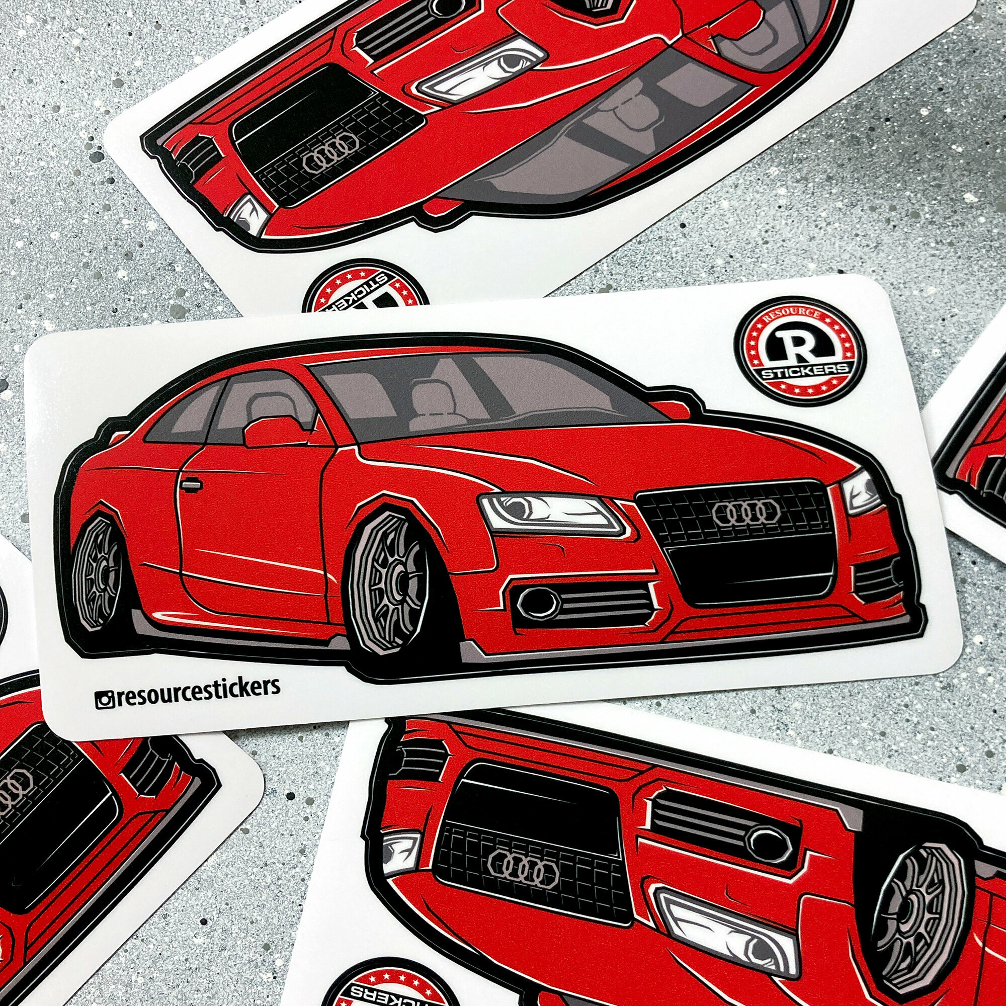 Наклейка машинка Audi A5 (Красный) / Resource Stickers