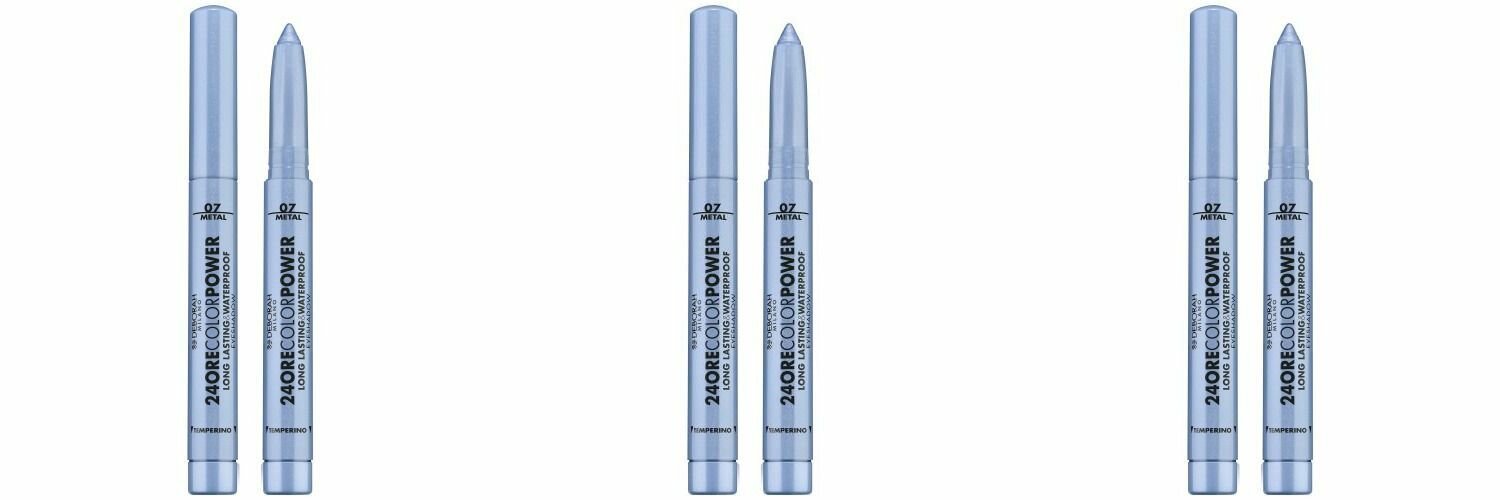 Deborah Milano Тени карандаш стойкие 24Ore Color Power Eyeshadow, тон 09 ночной синий, 1.4 г, 3 шт