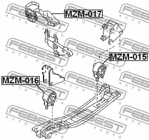 Опора двигателя передняя, MZM016 FEBEST MZM-016