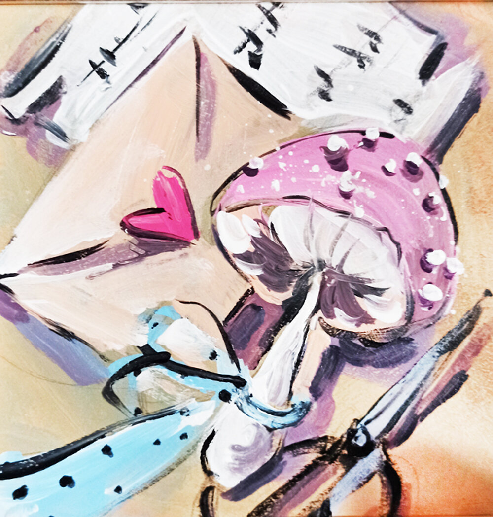 Картина Мухоморы масло холст живопись