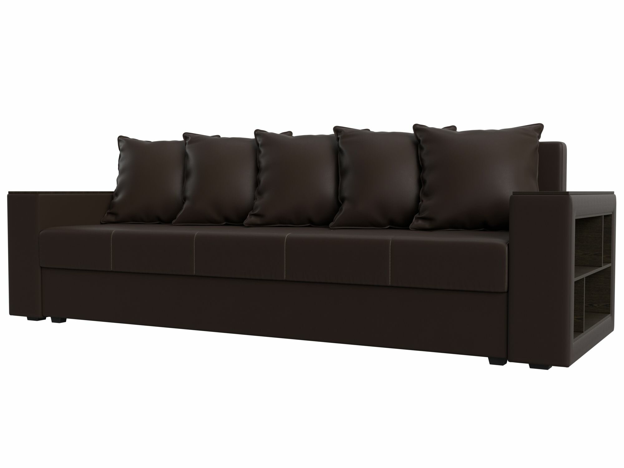 Диван прямой Дубай лайт полки универсальные, Экокожа, Модель 114336