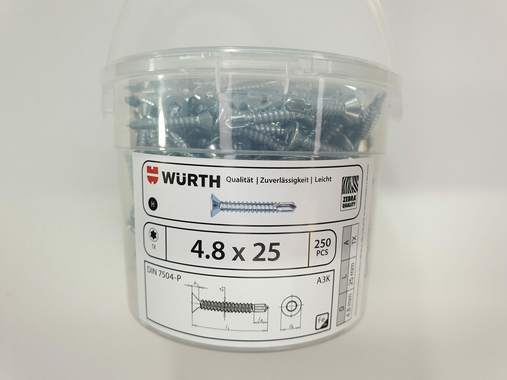 Саморез по металлу DIN 7504-P 4.8x25 (Torx) (250 pcs) WURTH, Германия