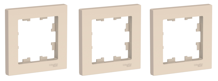 Рамка 1-постовая, универсальная, Schneider Electric/Systeme Electric AtlasDesign, бежевый(глянцевый) ATN000201(комплект 3 шт.)