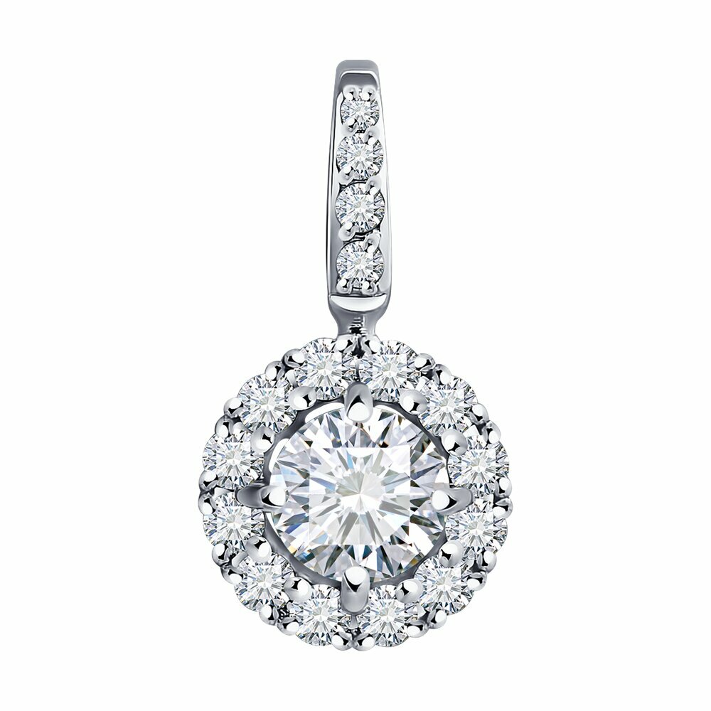Подвеска, белое золото, 585 проба, бриллиант выращенный