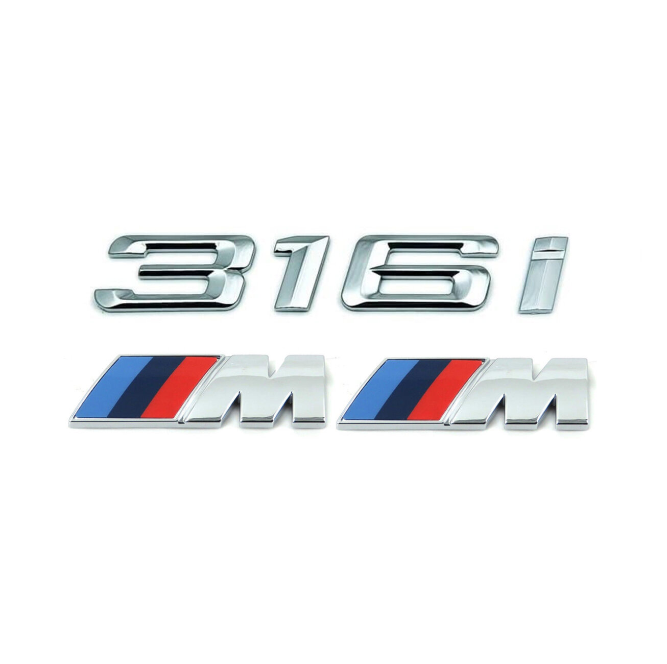 Комплект: шильдик на багажник длям BMW 316d + 2 эмблемы на крыло M-performance хром