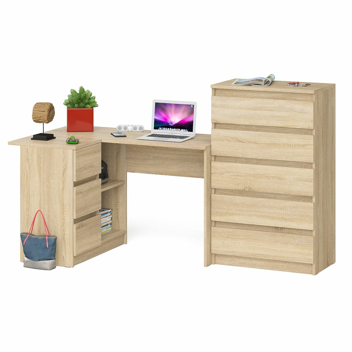 Угловой компьютерный стол для дома 195см дуб сонома Спасибо-Мебель