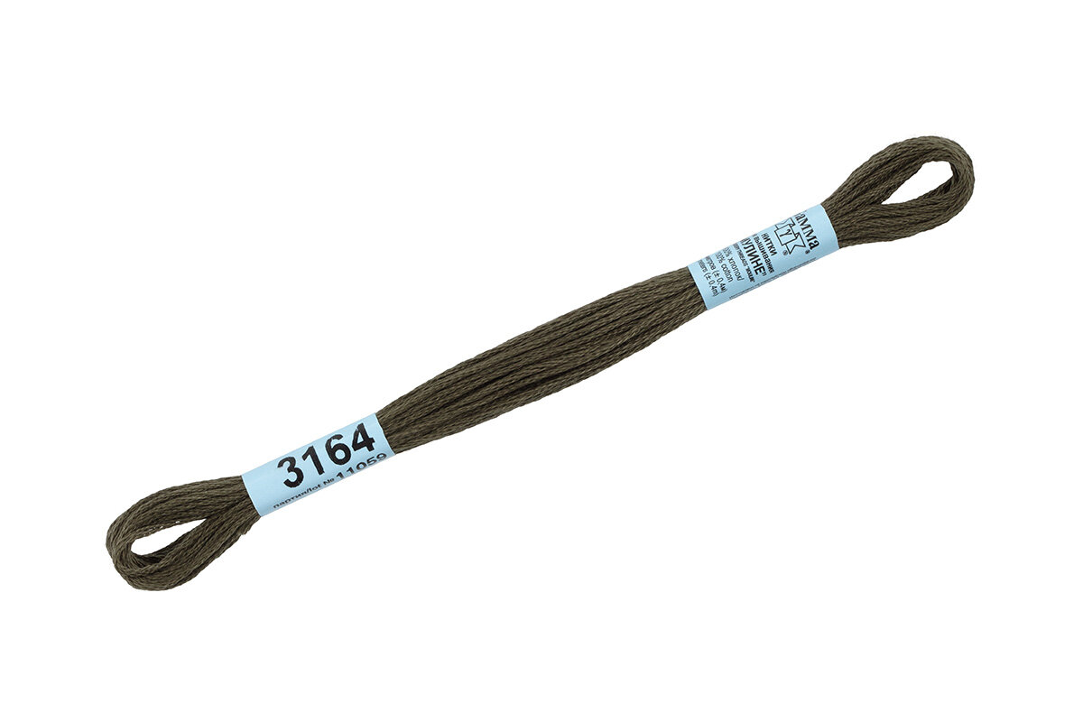 Мулине GAMMA нитки для вышивания 8м. 3164 темно-коричневый хаки, 1 штука.