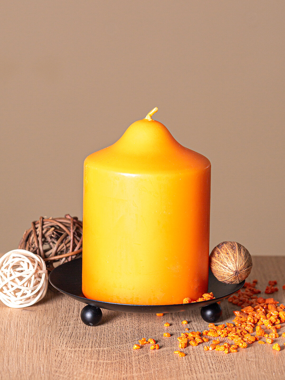 Свеча интерьерная оранжевый фрукт ароматическая для создания обстановки и уюта 70*100 см 50710554