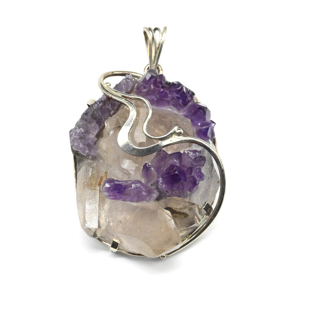 Подвеска, аметист, горный хрусталь