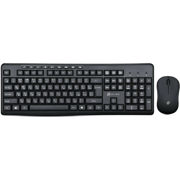 Комплект клавиатура+мышь Oklick 225M беспроводной, USB, 1200 DPI, чёрный
