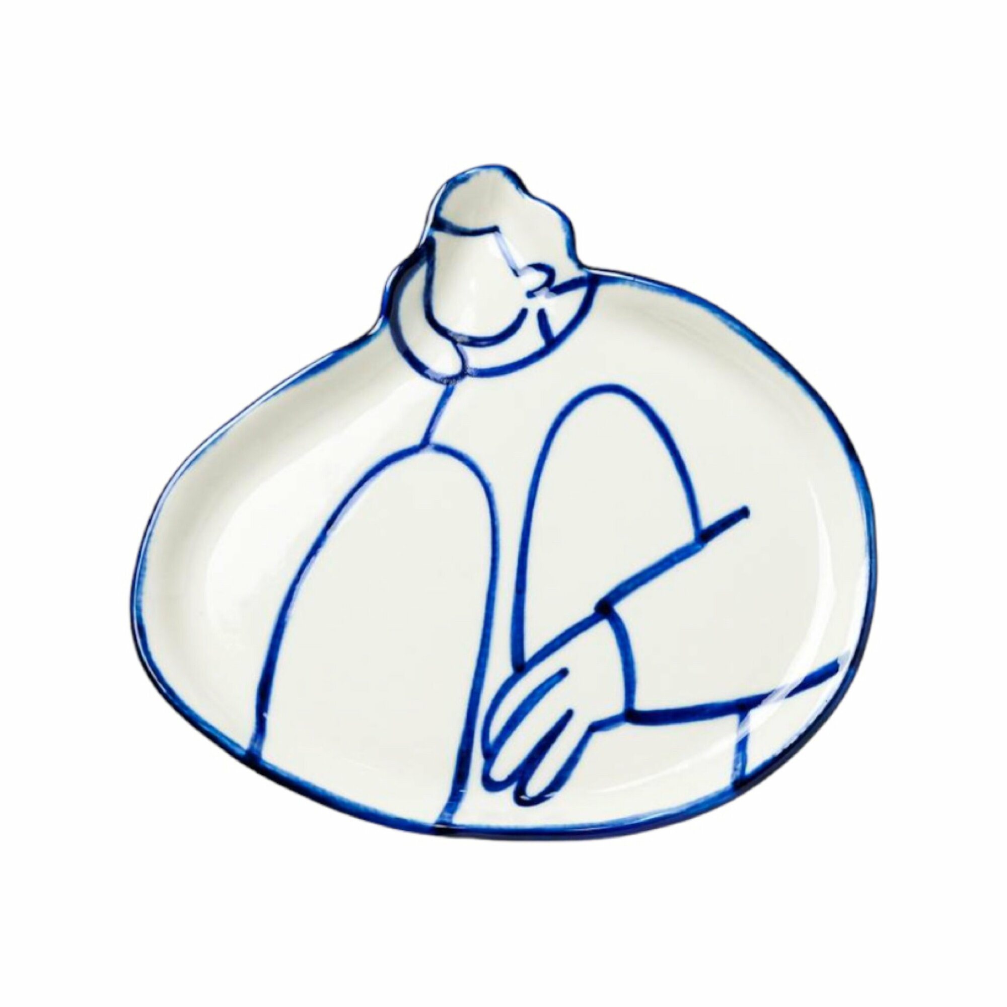 Фигурная тарелка ручной работы «Приятель», полуфарфор, 21 см