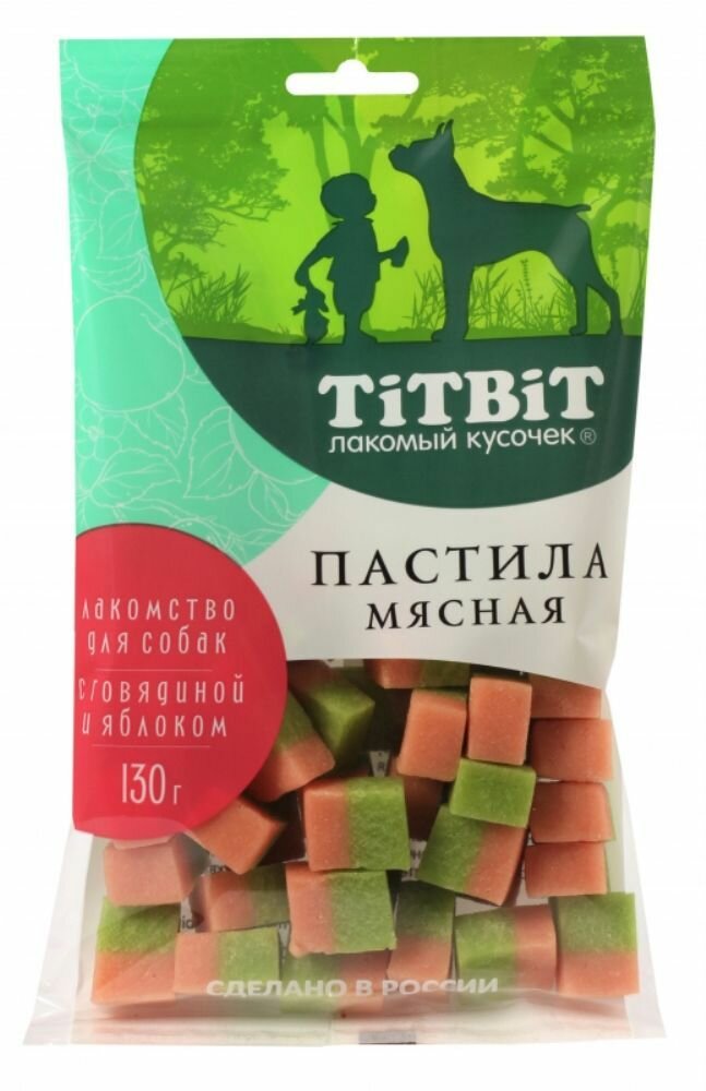 Titbit Лакомство для собак Пастила мясная с говядиной и яблоком, 130 г