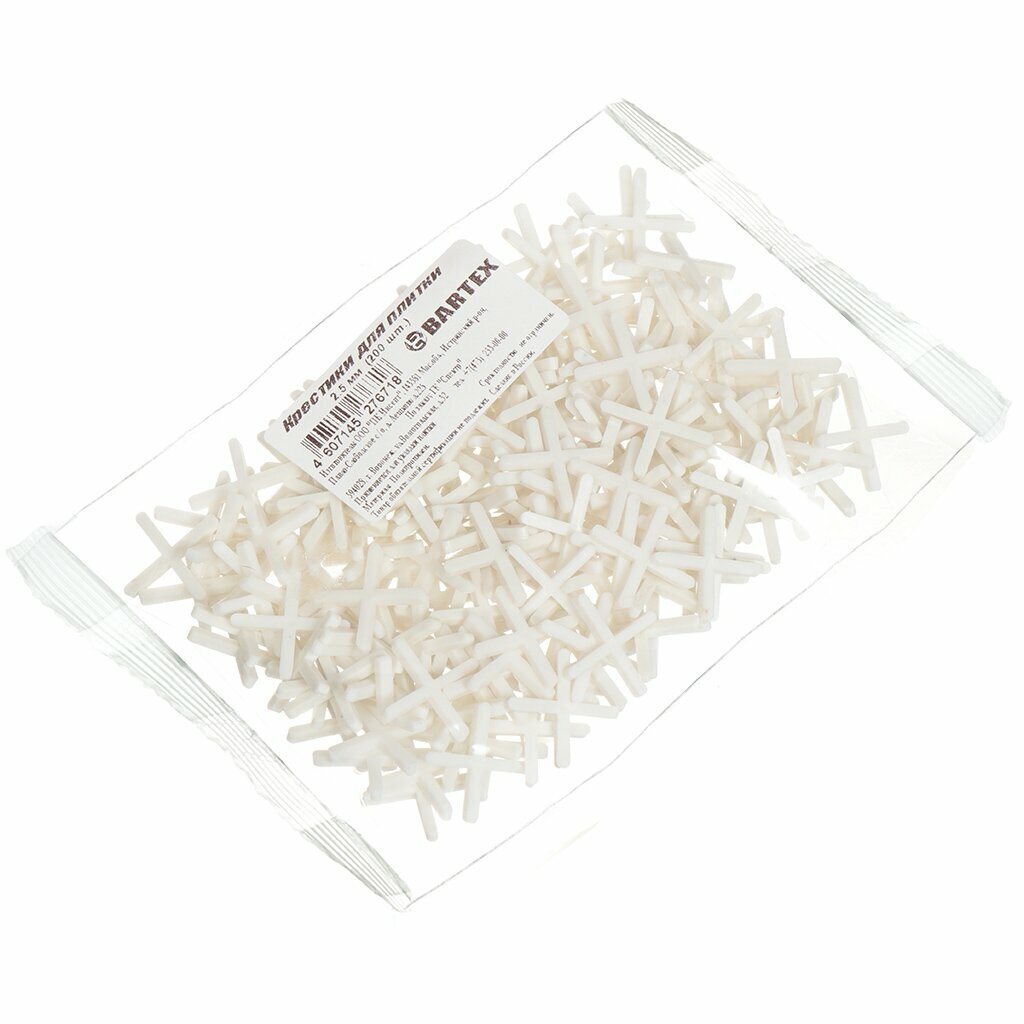 Крестики для плитки Bartex 2.5 мм, 200 штук, для укладки плитки, Россия, 001477