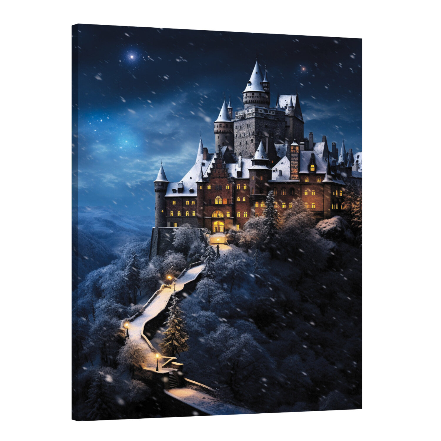 Интерьерная картина 50х70 "Рождество в старинном замке"