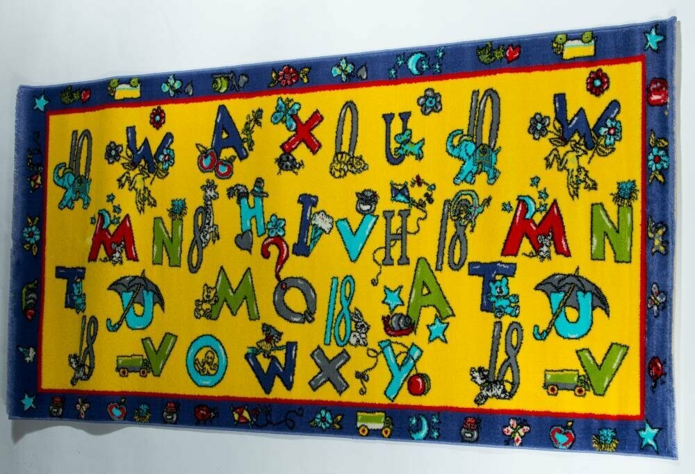 Ковер Модерн Kaplan Kardesler Модерн рисунок c117из нитей Хет-Сет, цвет Желтый/Синий, размер 1 м на 2 м , вес 4,2 кг.